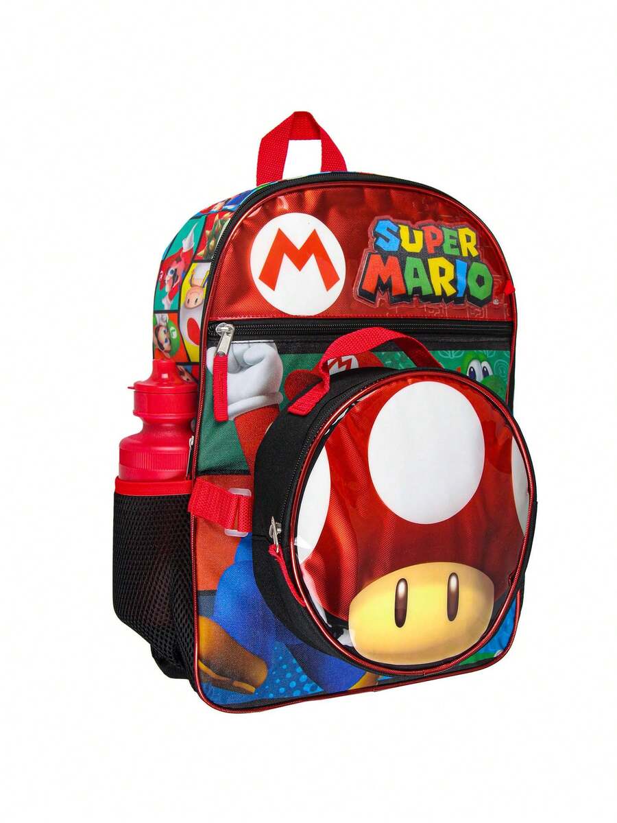 Super Mario Backpack With Detachable Mushroom Lunch Tote 16 Inch 5 ...