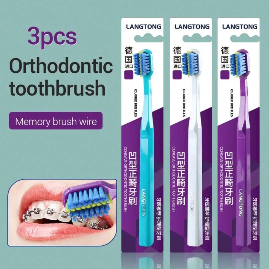 3PC Clean Orthodontic Braces Adult Orthodontic Toothbrushes Dental ...