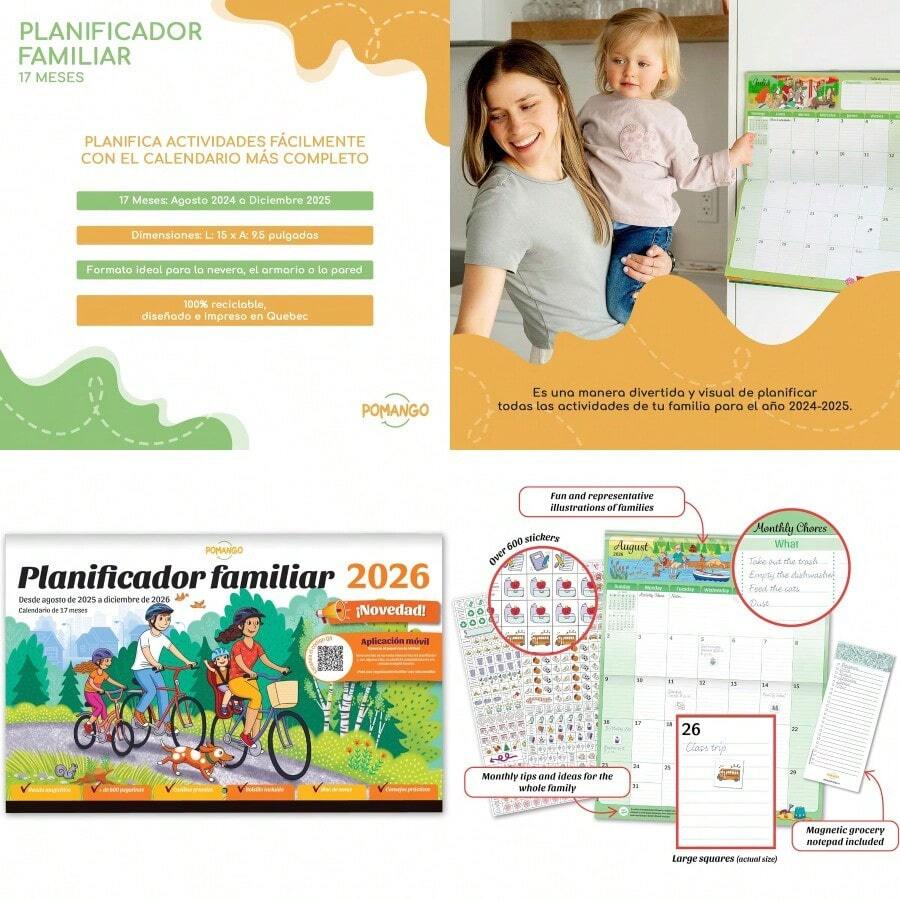 Ml POMANGO: 2026 Family Planner - Spanish 17-Month Family Calendar ...