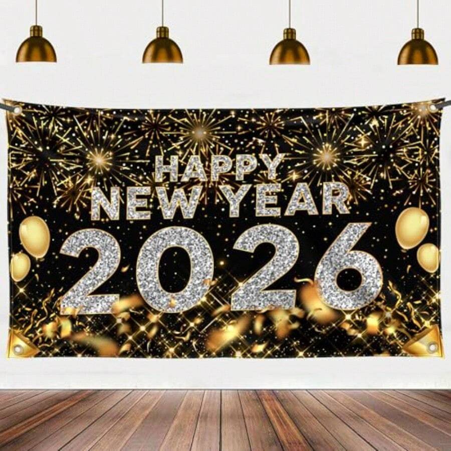 Lar Happy New Year Banner 2026-72x44 Inch Happy New Year 2026 Banner ...