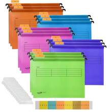 15PC Plastic Hanging File Folders PVC A4 Suspension Files With Tabs And ...