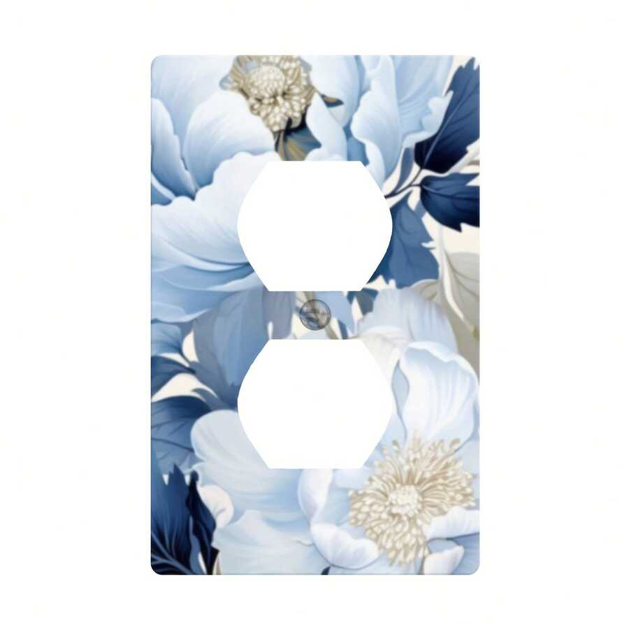Ice Blue Soft Peony Art Switch Panel & Power Socket Covers - Elegant ...