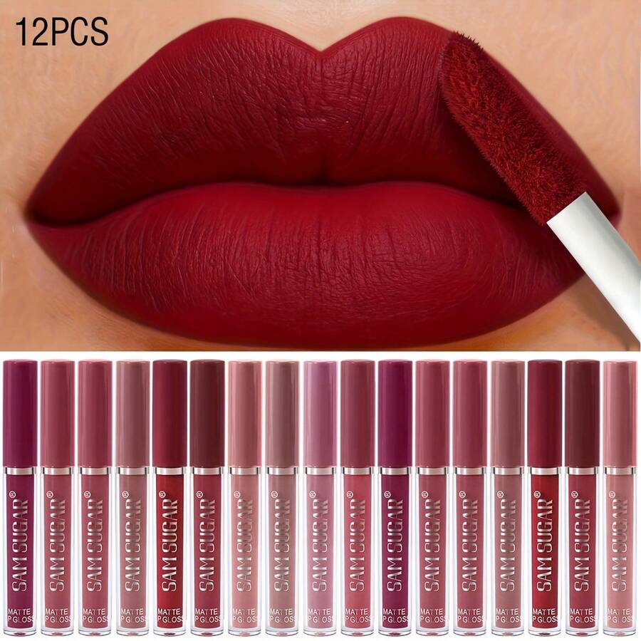 12 Peças Conjunto de Gloss Labial Matte - Não Grudento, Longa Duração ...