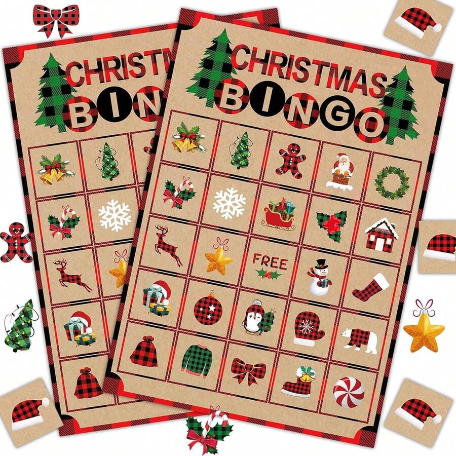 Juegos de Navidad para, 24 tarjetas de bingo de Navidad Manualidades ...