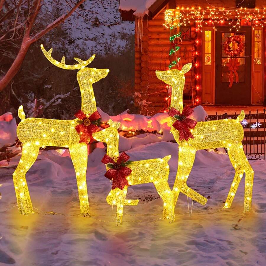 Christmas Lighted Reindeer Family For Outdoor Yard Decorations Lighted ...