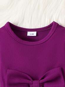 2pcs Baby Girls Elegant Cute Long Sleeve Top + Pants Set, Thin Solid ...