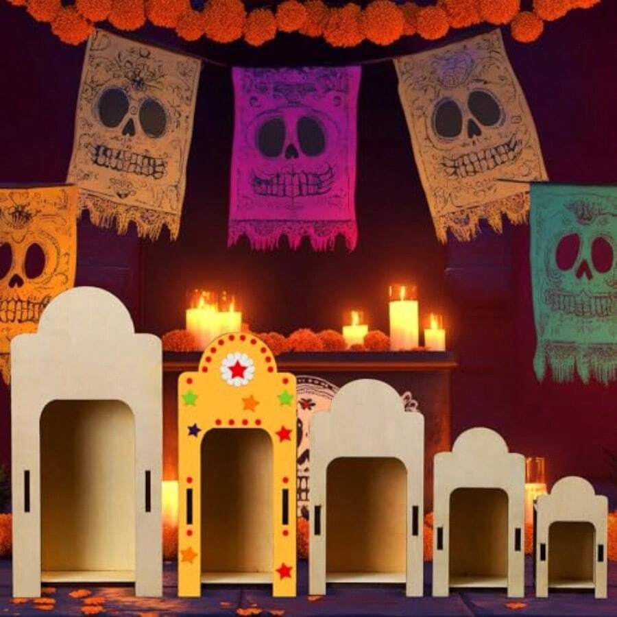 ZZXC 5 Pcs Dia De Los Muertos Decorations Ofrenda Shadow Box Day Of The ...