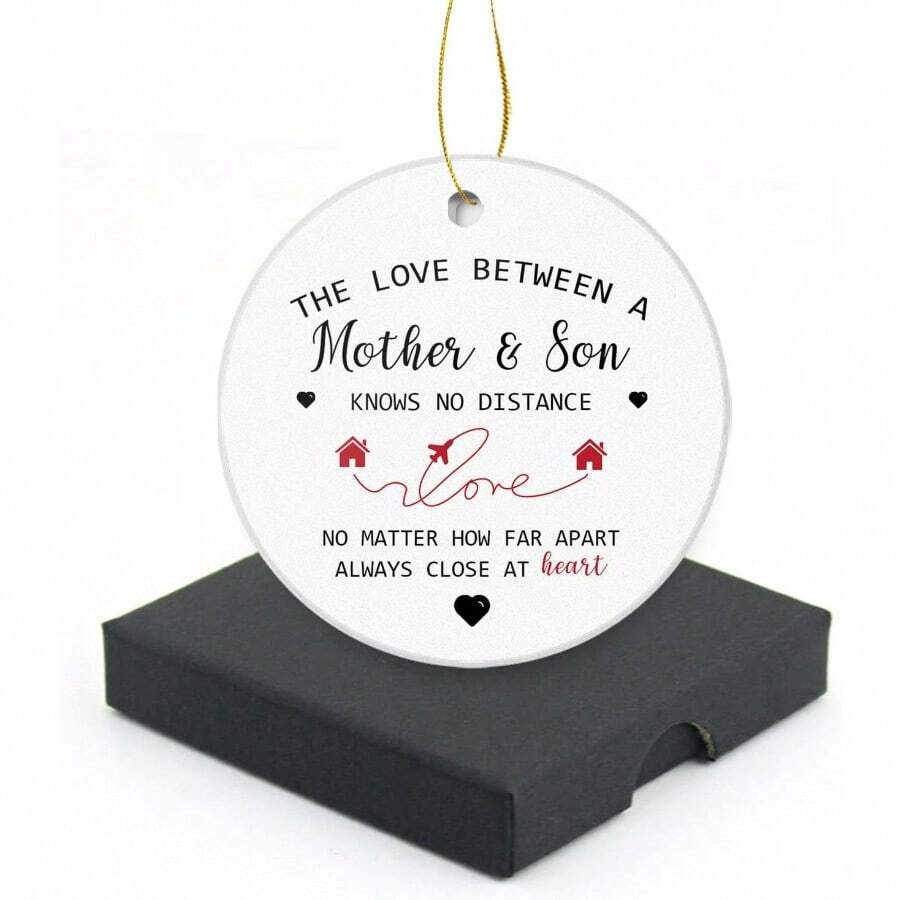 DMom Christmas Tree Ornament Ceramic Ornament Keepsake Double-Sided Printing With Golden ...