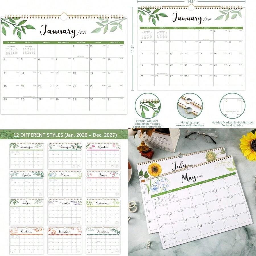 Ml Calendar 2026-2027 2-Year Wall Calendar 2026-2027 14.8 X 11.5 Inches ...