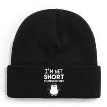 1pc Warm Winter Cap I'm Not Short I'm Penguin Size-2 For Men & Women ...