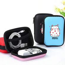 [Mini EVA Electronics Organizer] 1pc Cartoon Heart-Shaped White Cat ...