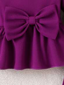 2pcs Baby Girls Elegant Cute Long Sleeve Top + Pants Set, Thin Solid ...