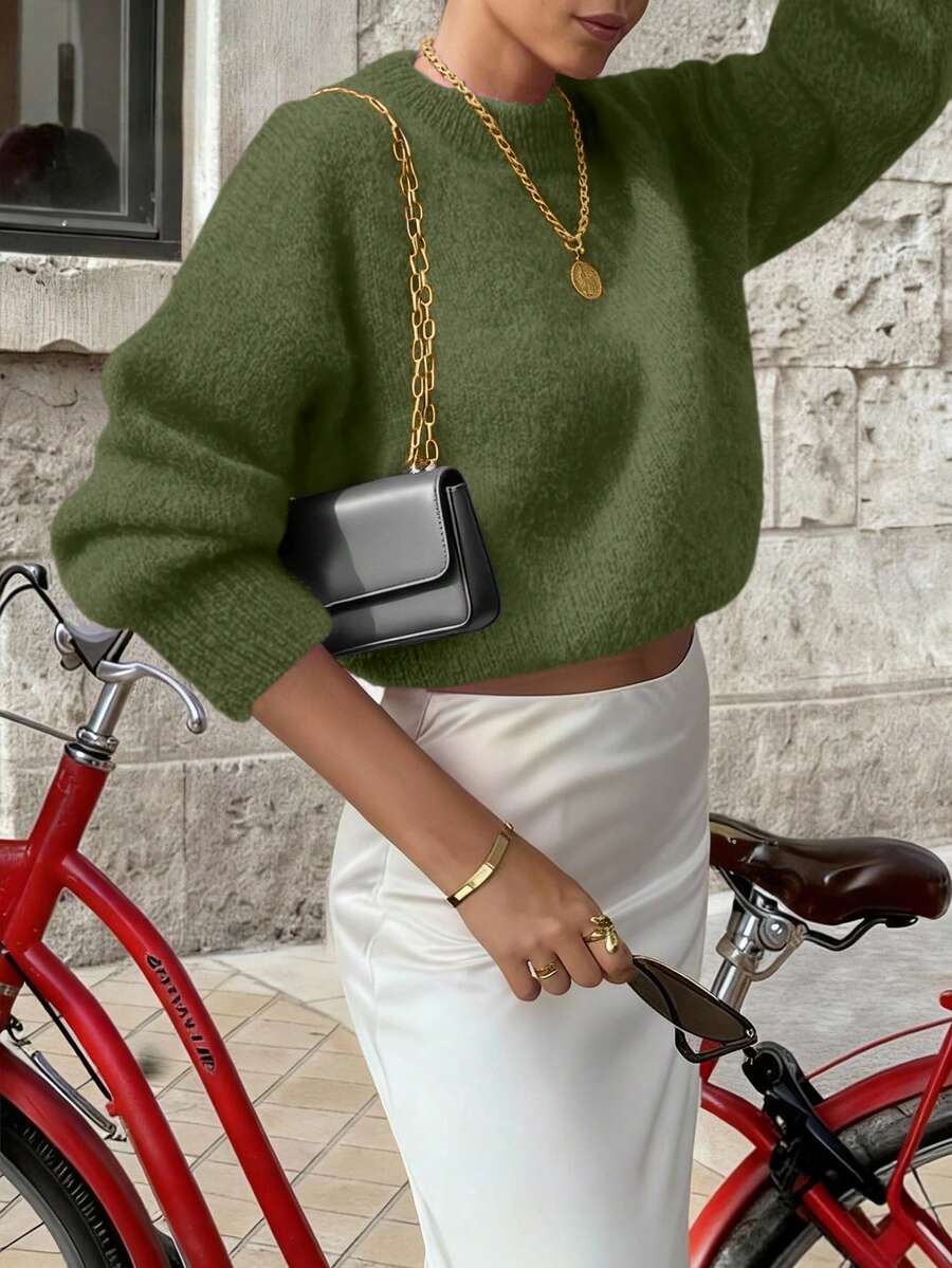 FOR BEAUTY Autumn And Winter New Round Neck Long Sleeve Knitted Sweater ...