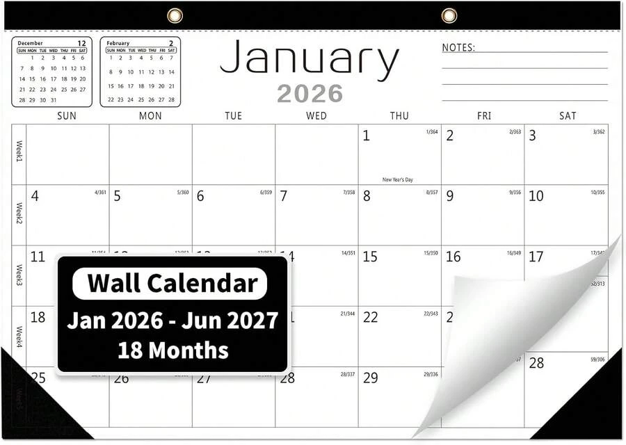MZD8391 Calendar 2026-2027, Wall Calendar 2026-2027 From January 2026 ...