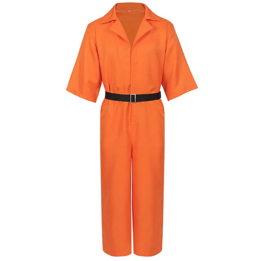 Costume da detenuto adulto, tuta arancione da prigione, abbigliamento ...
