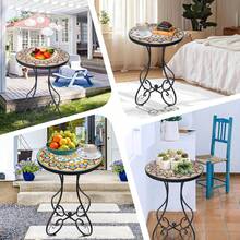 Mosaic Outdoor Side Table, Round Rustproof Patio Table With 14" Ceramic ...