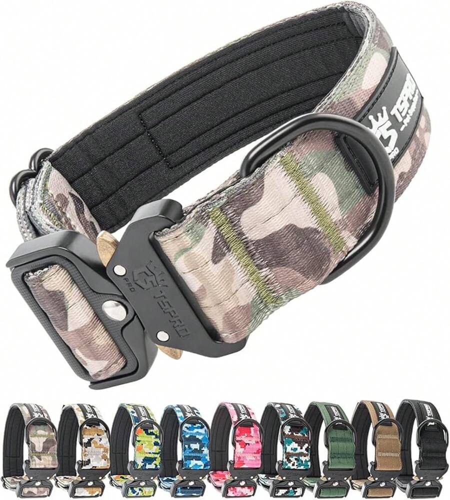 TSPRO Premium Dog Collars Tactical Dog Collar With Handle And Heavy ...