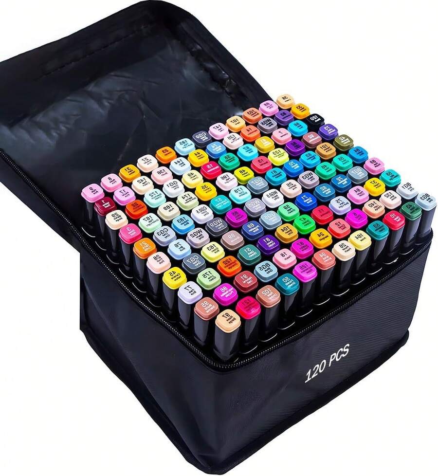 120 Colors Alcohol Markers Set, Dual Tips Blender Art Marker For ...