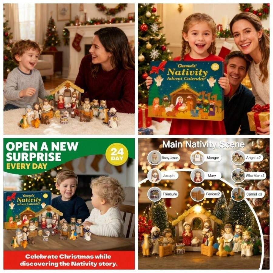 Nativity Advent Calendar 2025 - 24 Days - Nativity Scene Set With Resin ...