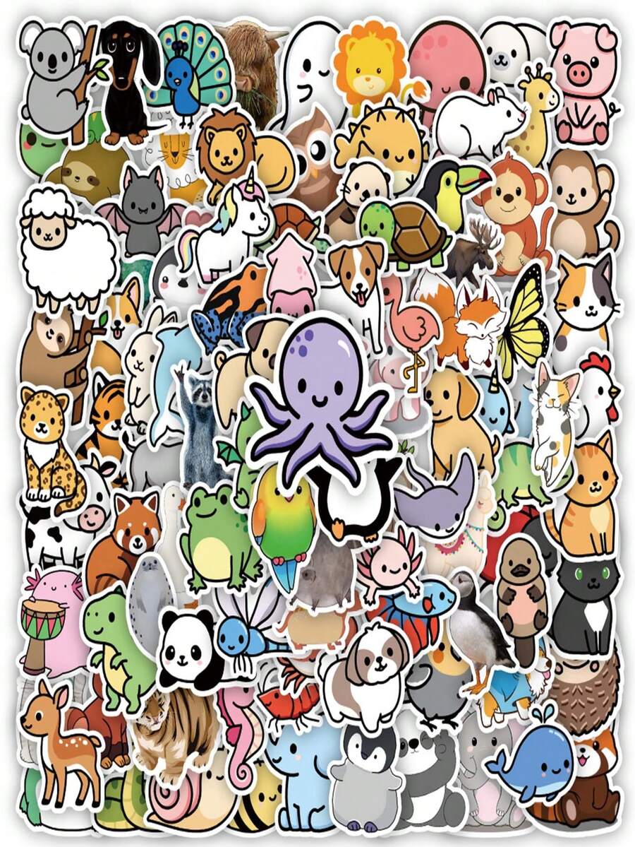 100PCS/PACK Cute Derpy Blue Cat Stickers Pack, Funny Decorative ...