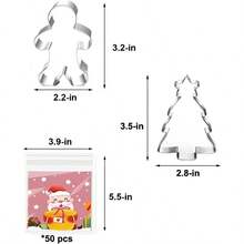 Large Christmas Cookie Cutters - 5 Pieces 3.2'' Holiday Cookie Cutters ...