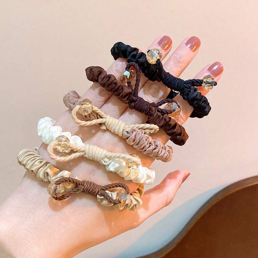 Small Intestine Circle Crystal Headline Scrunchie Fashion OL Style Hair ...