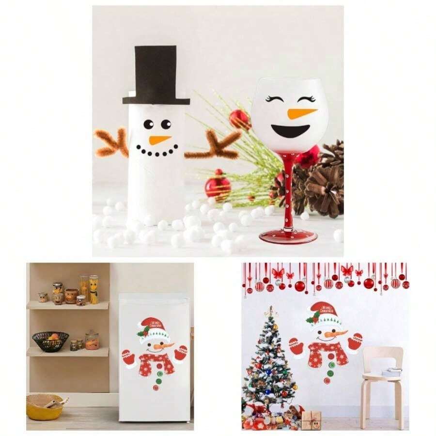 Snowman Face Stickers Crafts Cute Snowman Stickers Window Clings ...