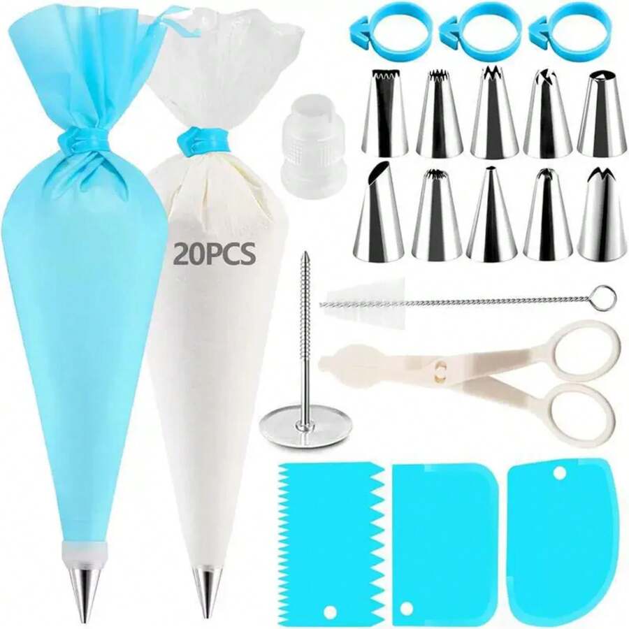 Piping Bags And Tips Set Cake DIY Decorating Kit With Stainless Steel ...