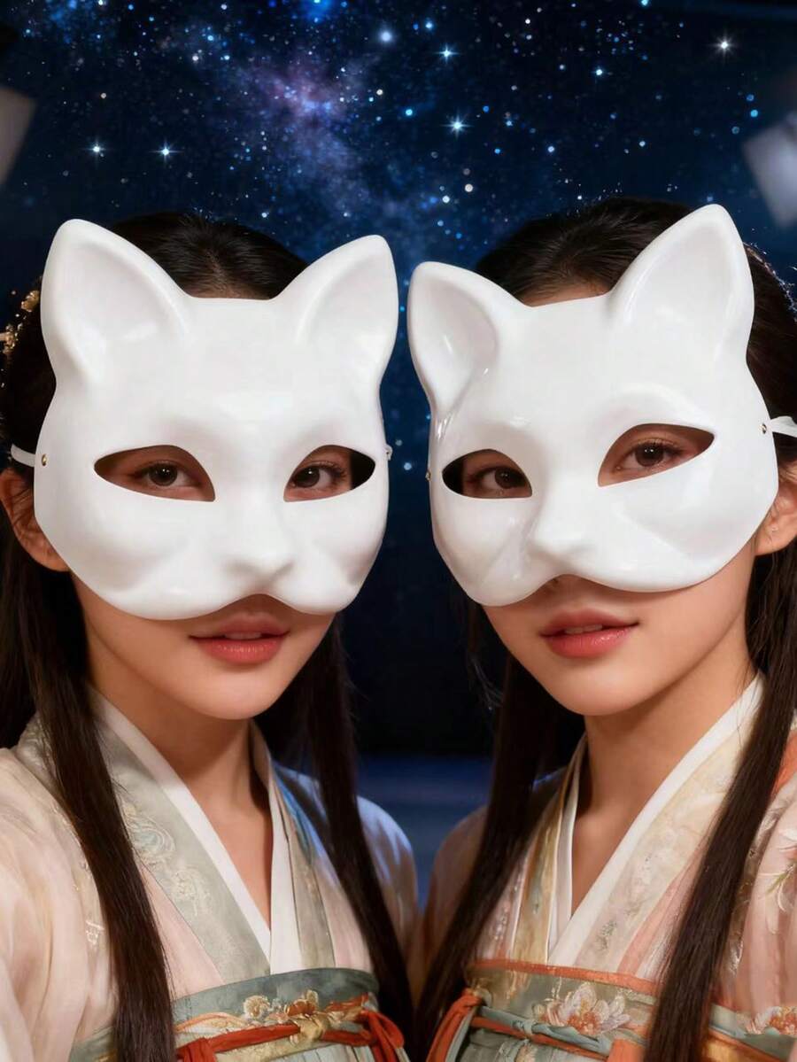 1pc Christmas Masquerade Blank Hand-Painted Mask DIY Pulp Paper Face ...