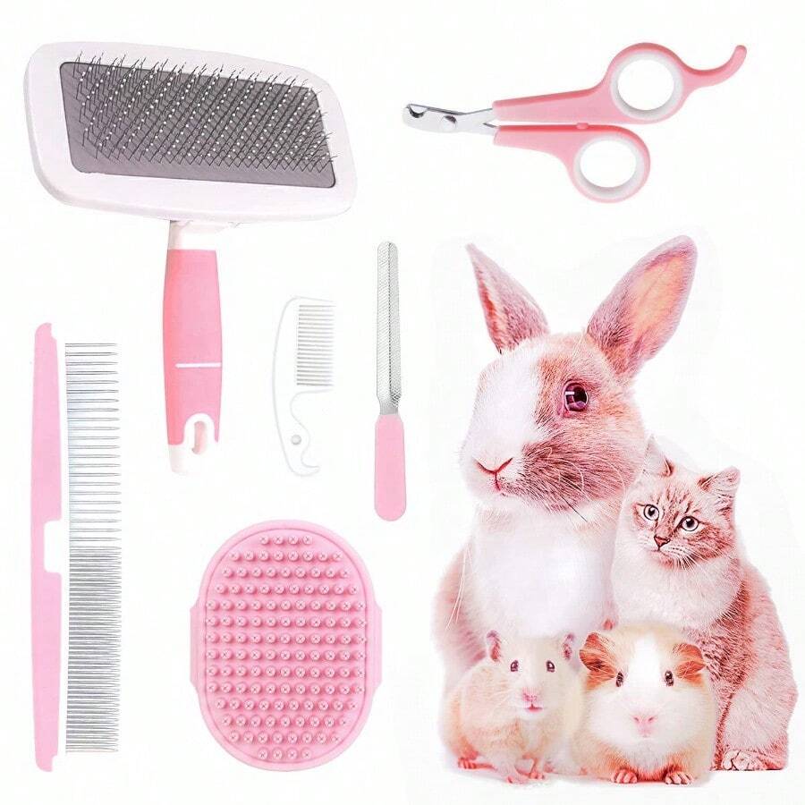 Small Animal Pet Grooming Kit With Pet Shedding Slicker Brush Bath ...