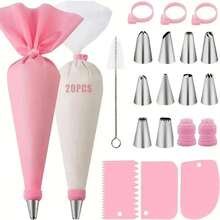 Piping Bags And Tips Set Cake DIY Decorating Kit With Stainless Steel ...