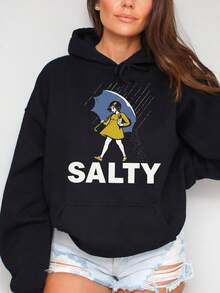 Salty Girl Hoodie Retro Vintage Graphic Womens Casual Pullover | SHEIN USA