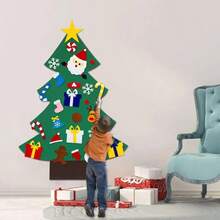 Árbol de Navidad de fieltro de 1 metro con 25 adornos, juego de árbol ...
