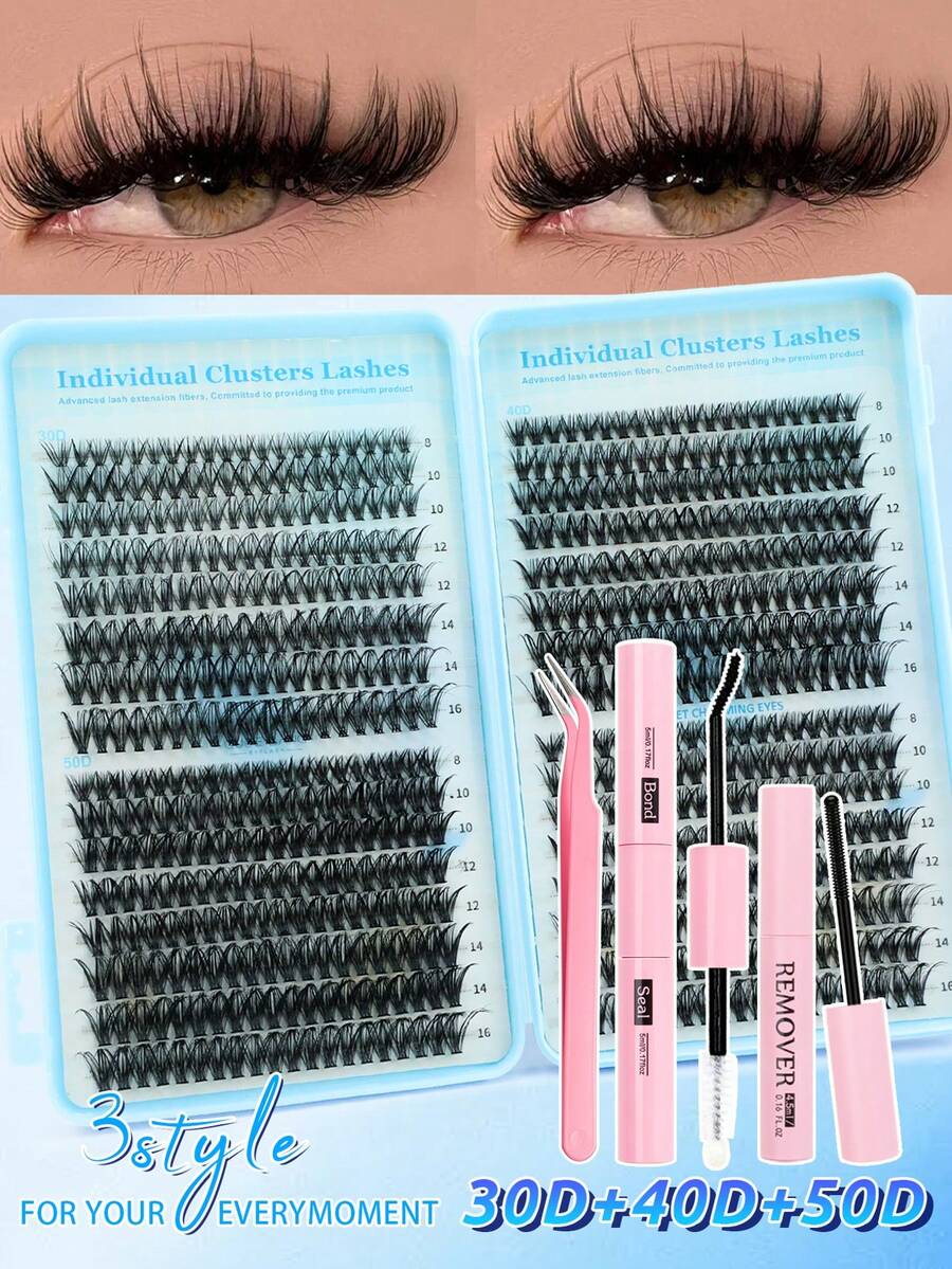 640PCS Individual Clusters30D+40D+50D , All-In-One Set With Lashes ...
