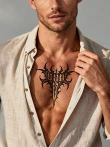 Adesivos de Tatuagem Temporária Masculina - Design Gótico Preto Ousado ...