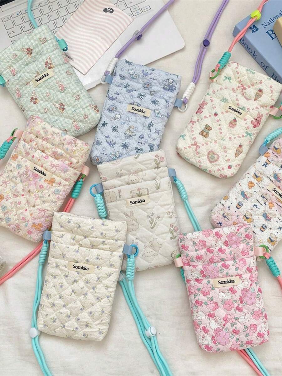 1Pc Cute Cartoon Portable Phone Bag, Miscellaneous Storage Bag, Walking ...