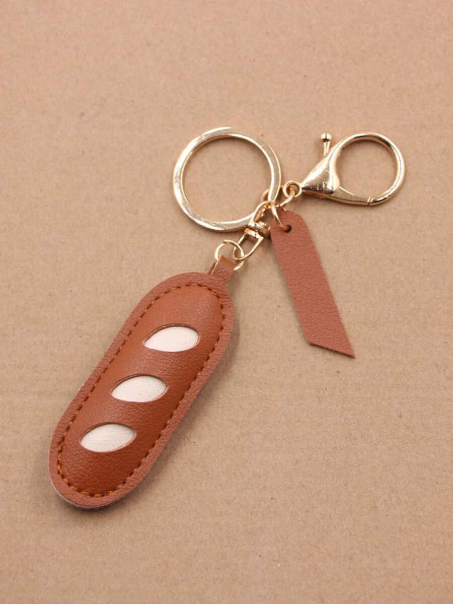 1pc Creative Leather Baguette Bread Shaped Keychain, Vintage Realistic ...