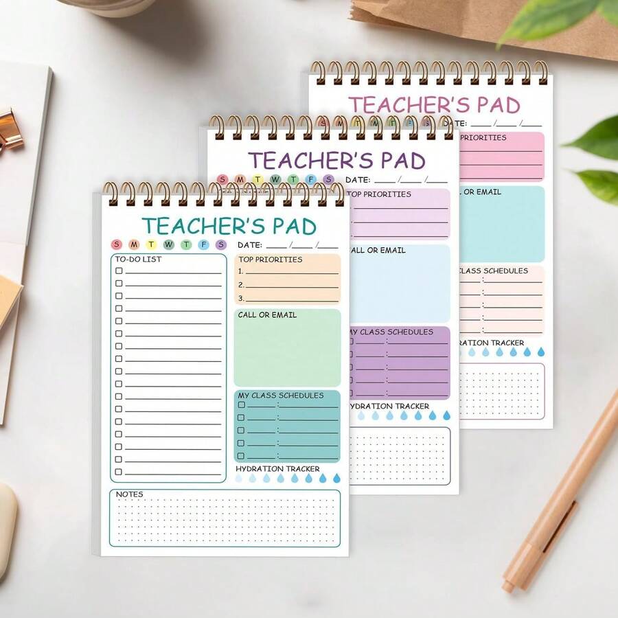 1 Pack Of 50 Sheets Colorful Coil Bound Planner Notebook, Flip-Up Daily ...