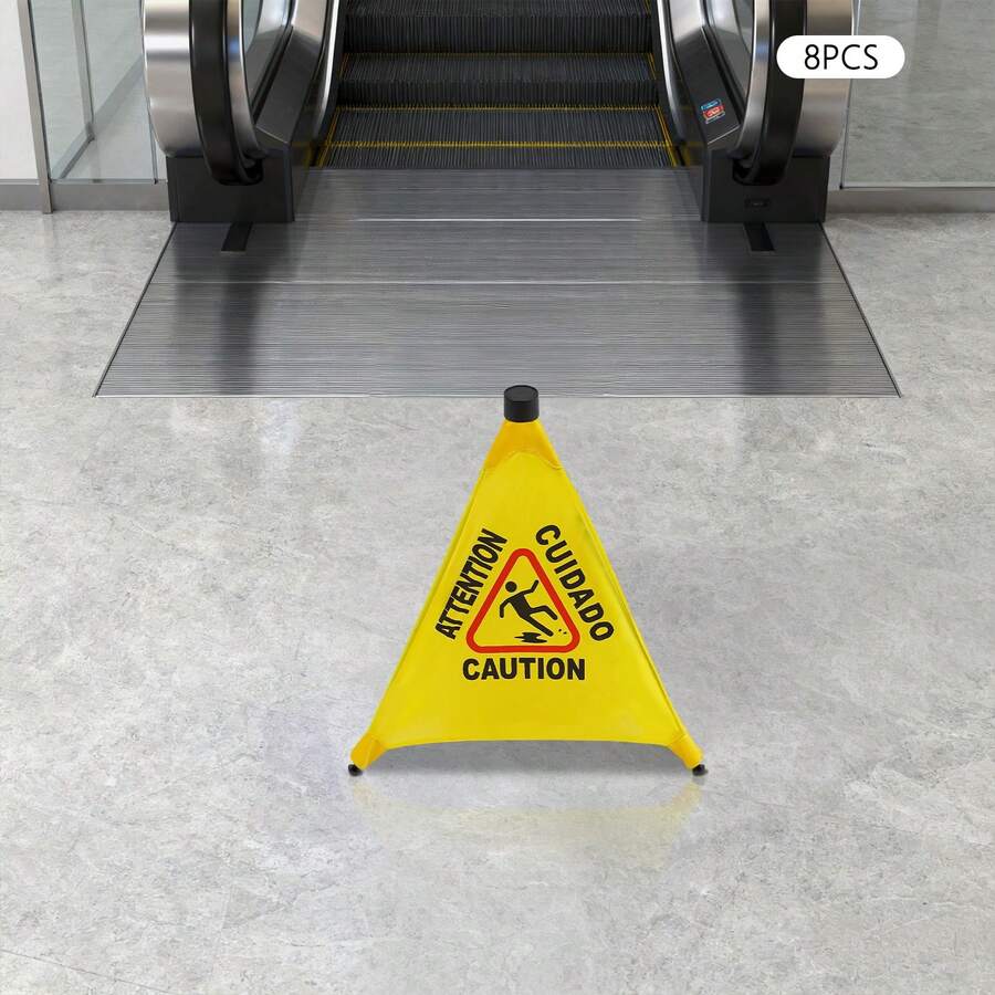YIYIBYUS Indoor/Outdoor Wet Safety Sign Set - 8 Pack Foldable Alert For ...