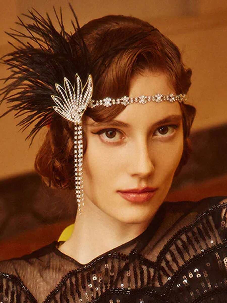 1pc 1920s Retro Feather Headband, Suitable For Flapper Girls, Brides ...
