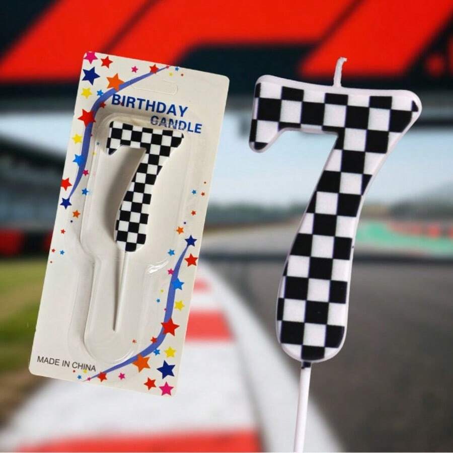 1pc Black & White Checkerboard Numeral Candle (0-9) - Multipurpose Cake ...