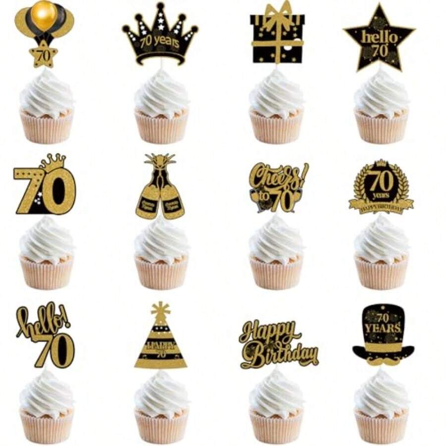 D24 Pcs 70th Cupcake Toppers Straight Outta 1955 Happy 70th Cheers ...