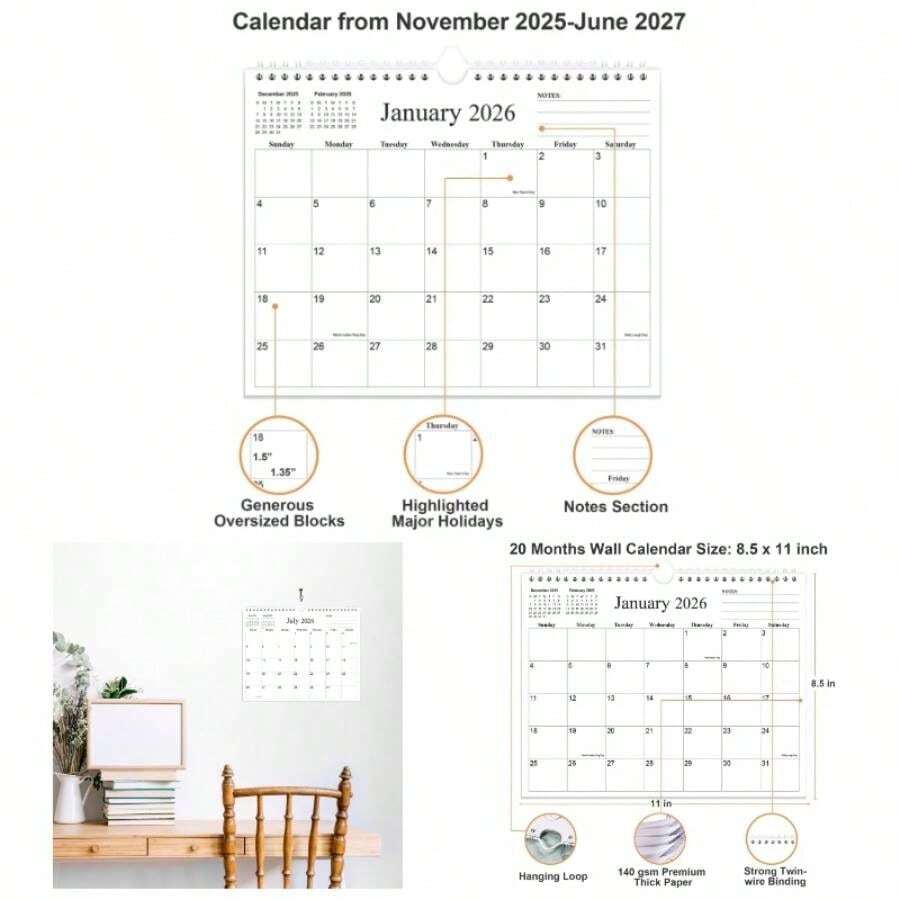 2026 Calendar - 20 Months Calendar 2026 From November 2025 To June 2027 ...