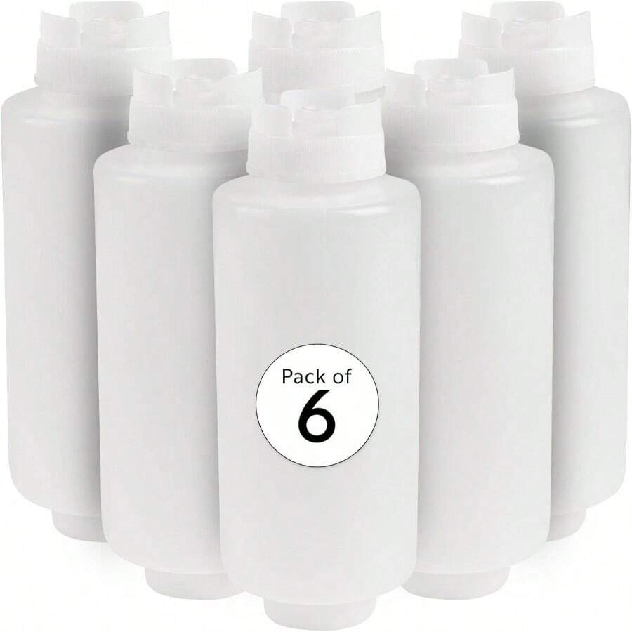 First In First Out 32 Ounce Condiment Squeeze Bottle 6 Refillable Lid ...