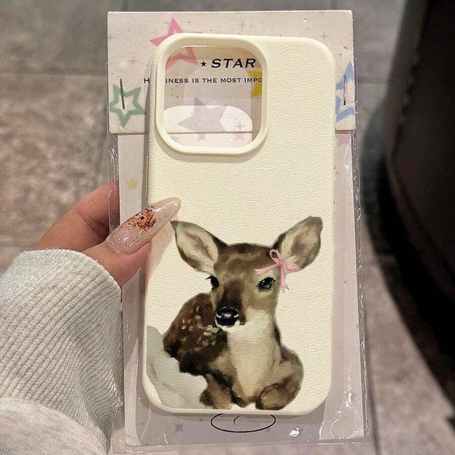 1pc TPU Material Cute Fawn Pattern Phone Case Compatible With Iphone 17 ...