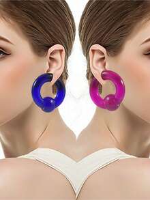 1Pair Colorful Acrylic BCR Big Large Size Giant Captive Bead Ring Ear ...