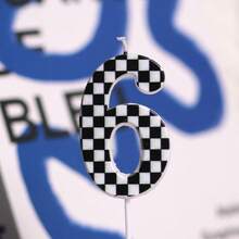 1pc Black & White Checkerboard Numeral Candle (0-9) - Multipurpose Cake ...