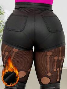 Women's Black Coated Fabric Mini Shorts With Zipper Detail, Stretchy ...