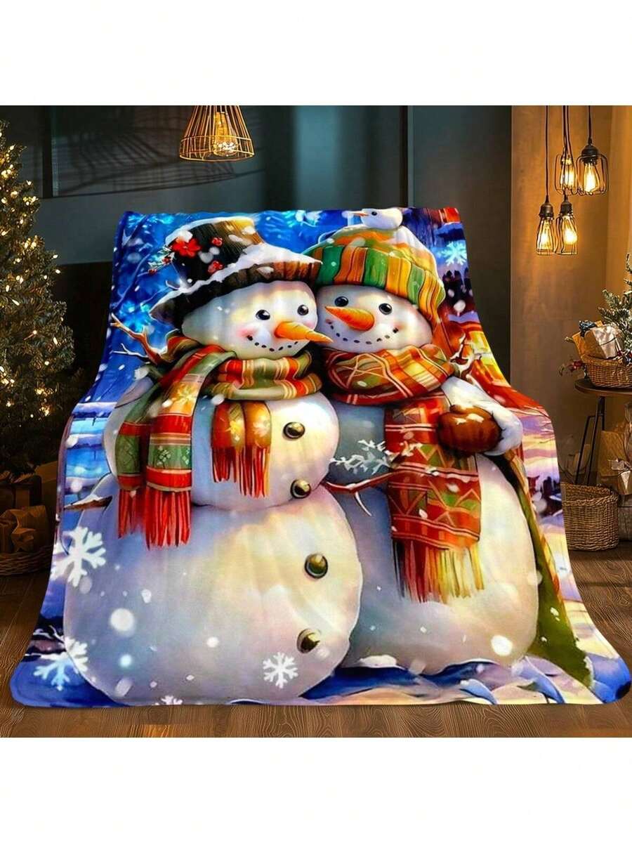 1pc Extra Large Winter Snowman Couple Blanket - Heavy-Duty 280GSM ...