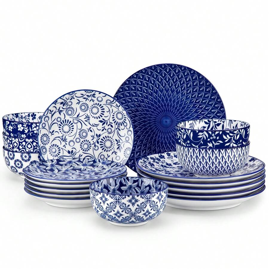 vancasso 18 Pieces Porcelain Dinnerware, Round Plate, Dinner Plate ...